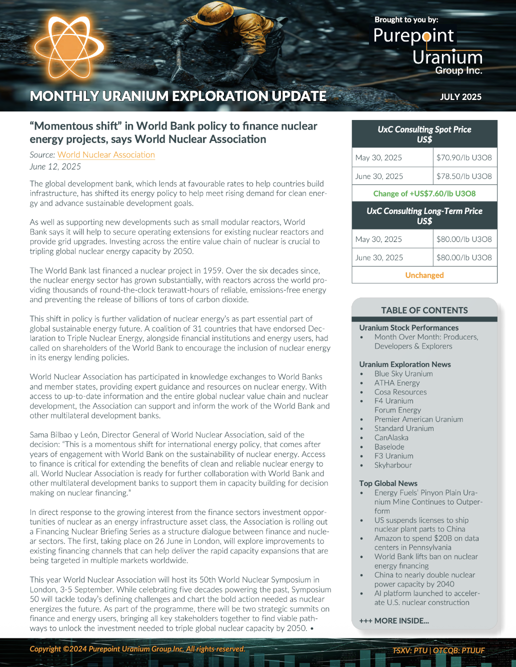Monthly Uranium Exploration Update - Purepoint Uranium Group Inc.